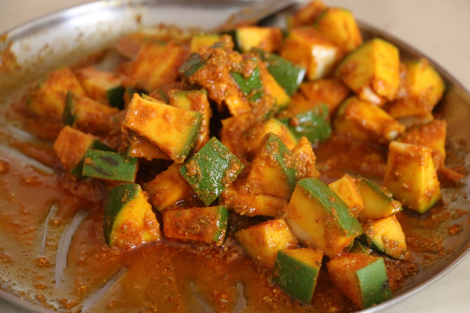 yummy delight for u: Quick Raw mango pickle, Gujarati achar recipe