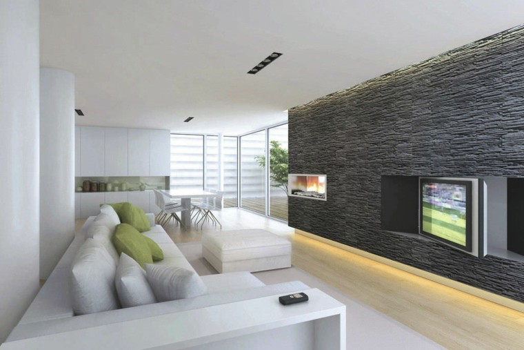 DISEÑOS DE SALAS CON TEXTURA EN LA PARED