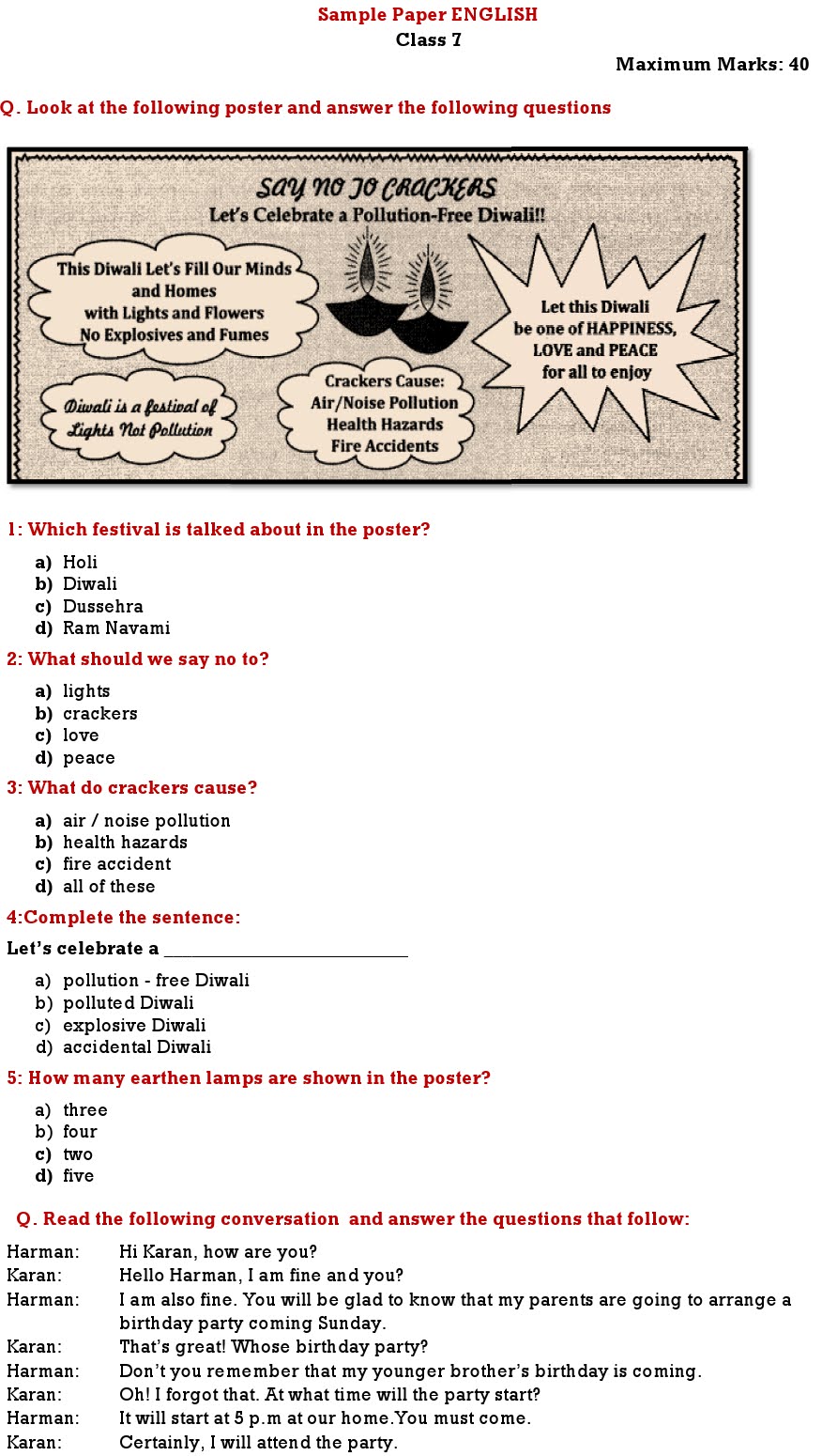 Sample Paper Class Seventh Eng. 2020-21 - Class 7