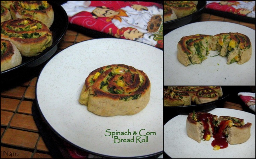 Nan's yum-yums!: Spinach and Corn Bread Roll