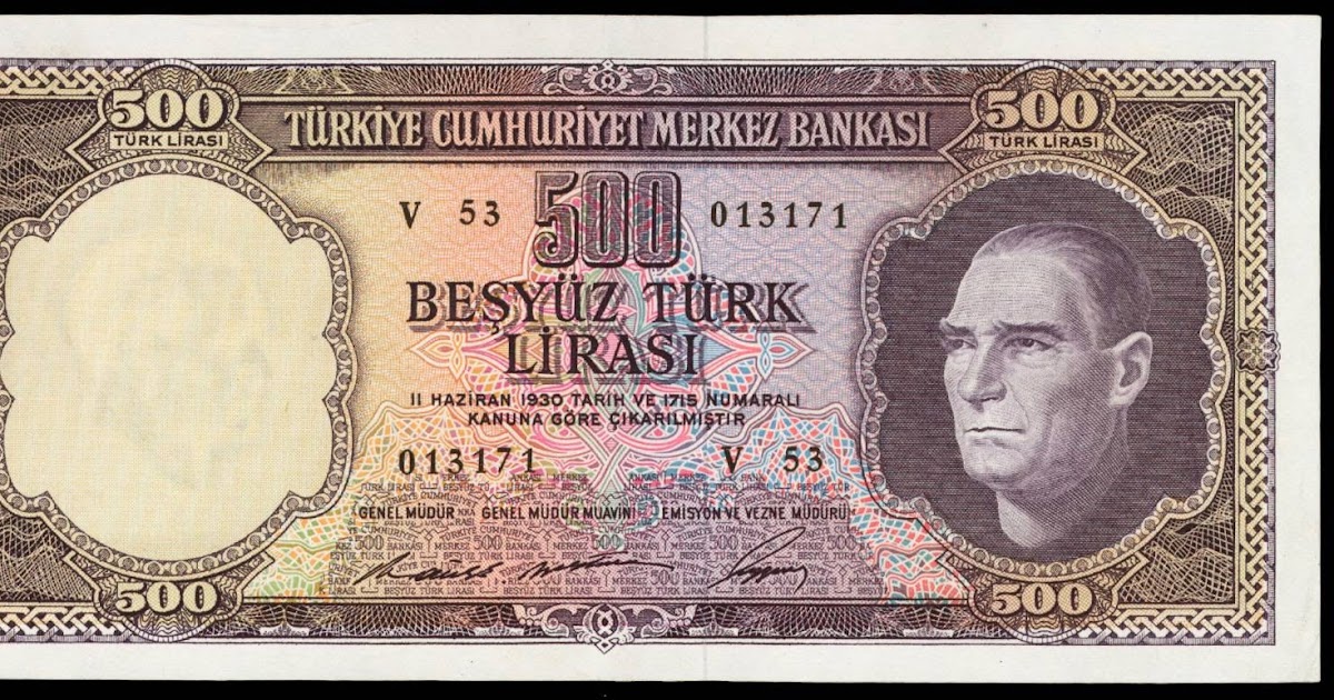 Turkey 500 Turkish Lira banknote 1962 Atatürk|World Banknotes & Coins ...