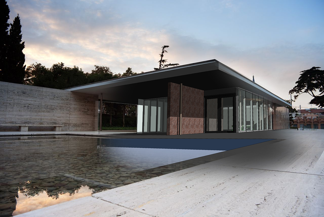 XavierArch678i: Barcelona Pavilion: Revit-Photoshop Montage