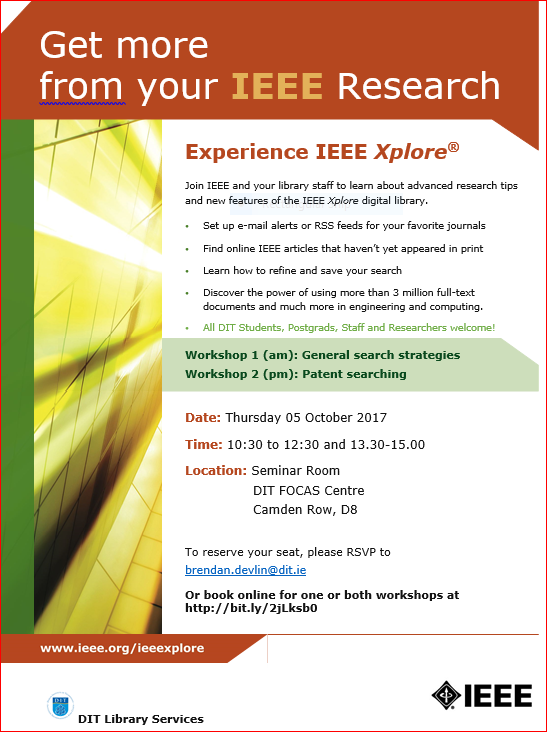 TU Dublin Kevin St Library: IEEE Xplore database: workshops for ...