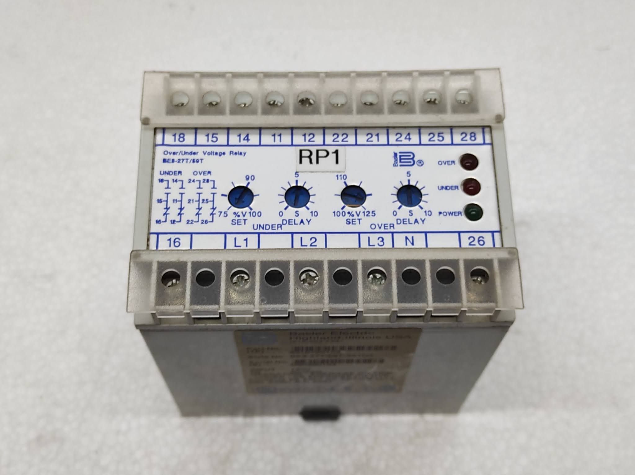 BASLER 9319700103 OVER/UNDER VOLTAGE RELAY BE3-27T/59T 120V