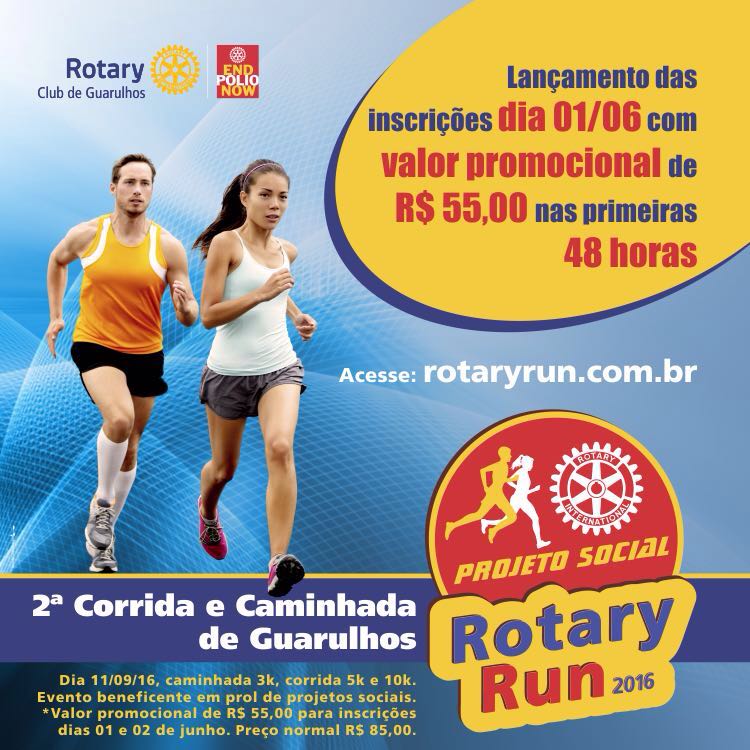 Inscrições para o Rotary Run por R$ 55,00