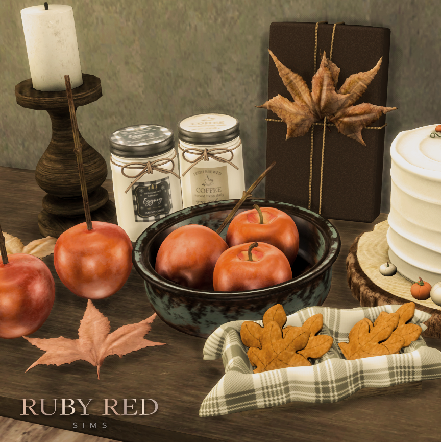 October: Sims 4 Autumn Decoration Set 秋天物件組 [FREE] [Ruby Red Sims]