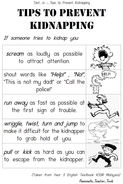 Passionate Teacher Tools: Text 14 - Tips to Prevent Kidnapping (With ...