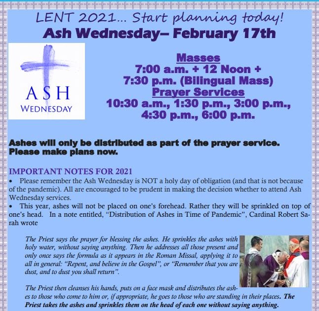 Ash Wednesday 2021