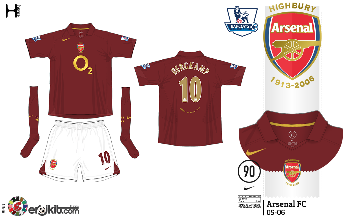 Kit Design, by eroj: 2005-06 Arsenal Home