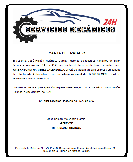 Carta De Recomendacion Taller Mecanico Ini Huruf V Im Vrogue Co | sexiezpix Web Porn