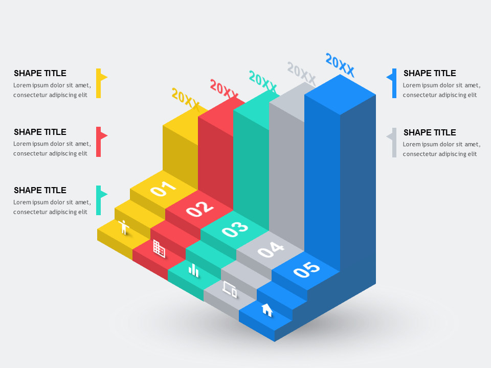 3D Step Stair Graph PowerPoint Templates - PowerPoint Free