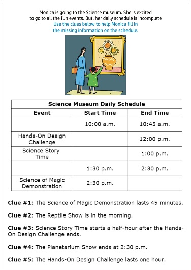 worksheets: Fill In The Schedule