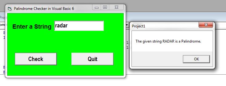 Free Programming Source Codes and Computer Programming Tutorials: Palindrome in Visual Basic 6