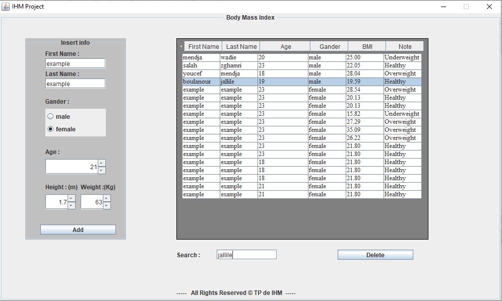 BMI Calculator Java GUI