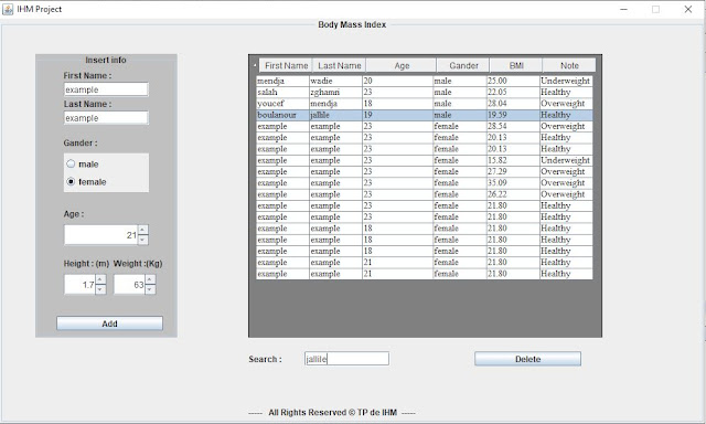 BMI calculator java | GUI
