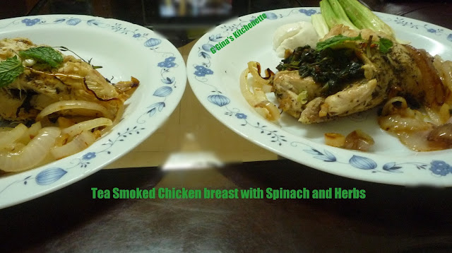 G'Gina's Kitchenette: Tea Smoked Chicken Breast with Spinach and Herbs