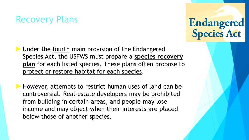 Endangered species recovery plan