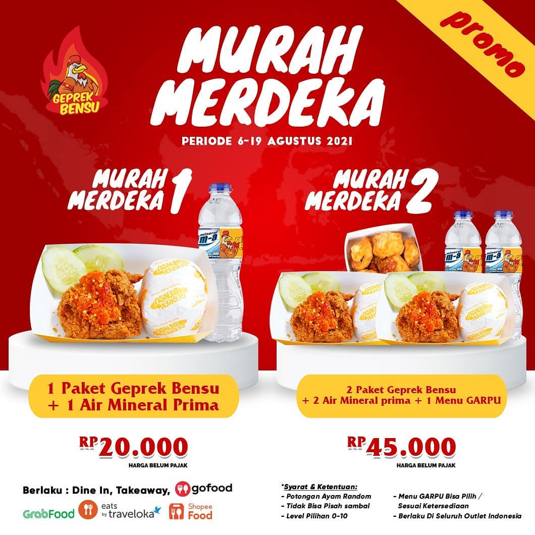 Geprek Bensu Promo Paket Murah Merdeka harga mulai 20 Ribuan - scanharga