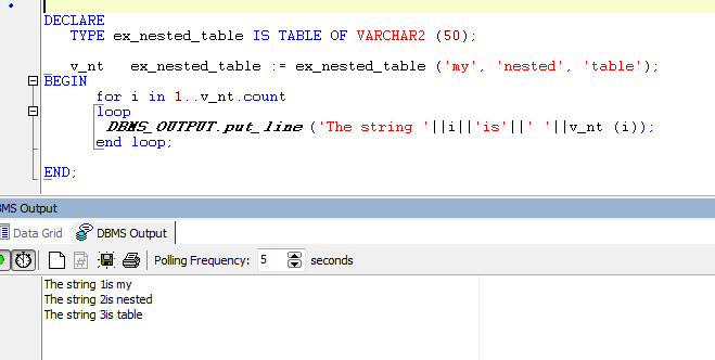 How to create nested table in PL/SQL block ~ whereisstuff