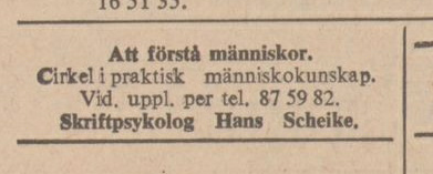 Jag vill vara farlig: Hans Scheike, grafolog med mera