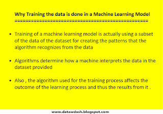 data-w-dash: Why is training the data in a Machine Learning Model done