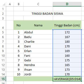 Rumus Rata-Rata dalam Excell - OPMA BAWEAN