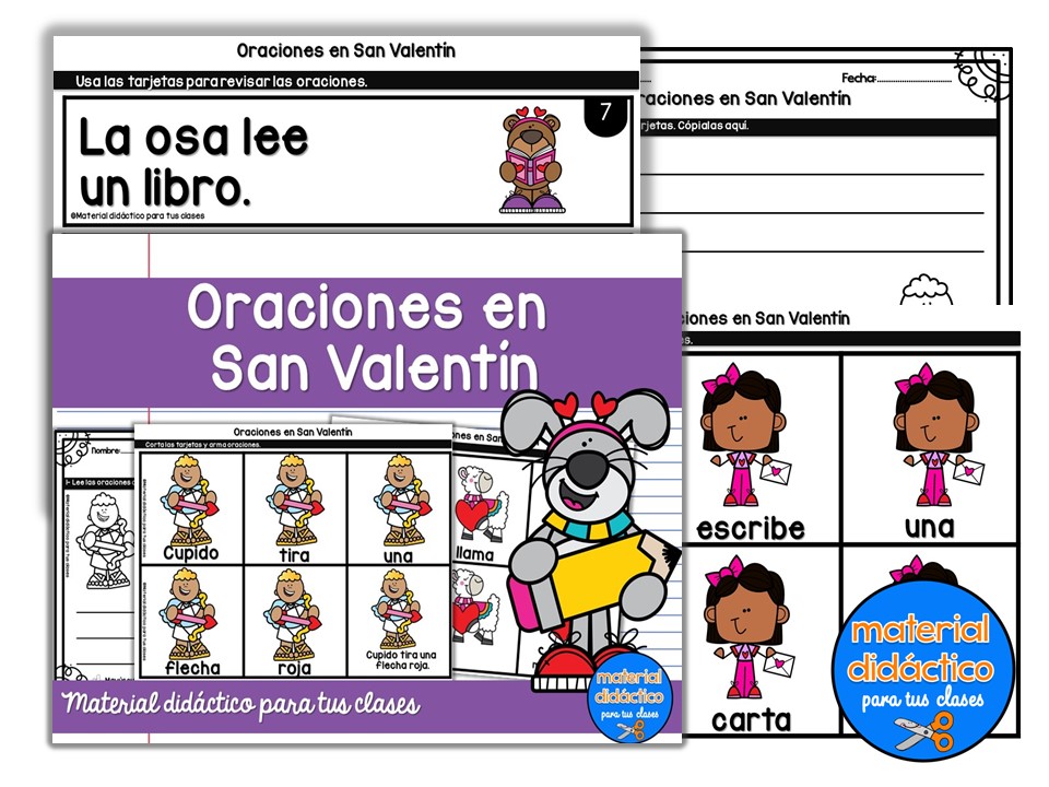 Las oraciones en San Valentín - Material Didactico para tus clases