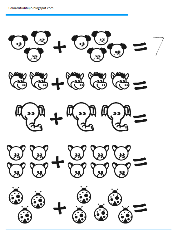 Aprendiendo a sumar con dibujos - COLOREA TUS DIBUJOS