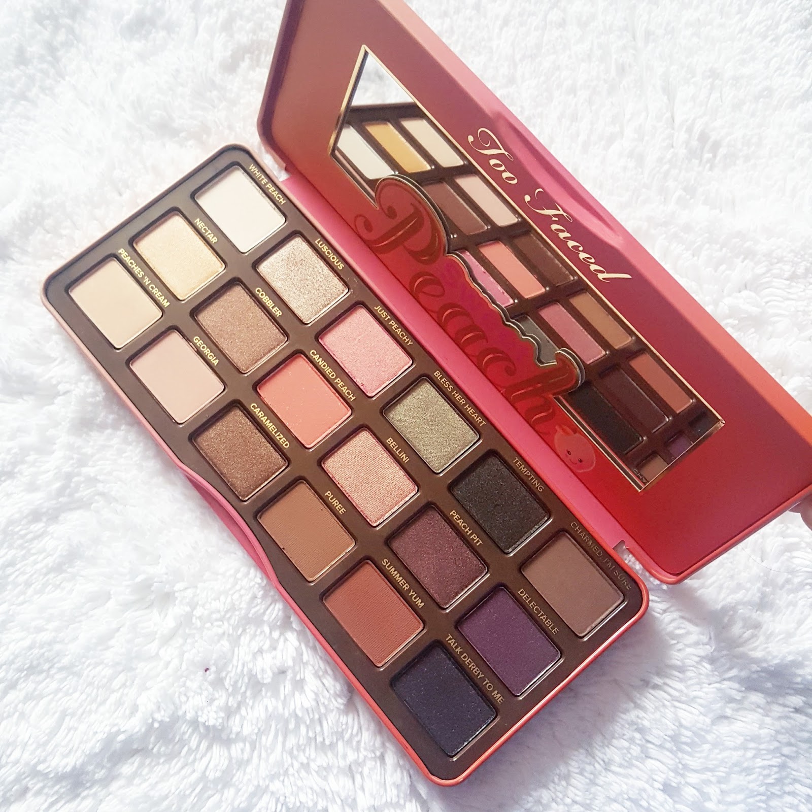 RIDZI MAKEUP: TOO FACED SWEET PEACH EYESHADOW PALETTE REVIEW, SWATCHES