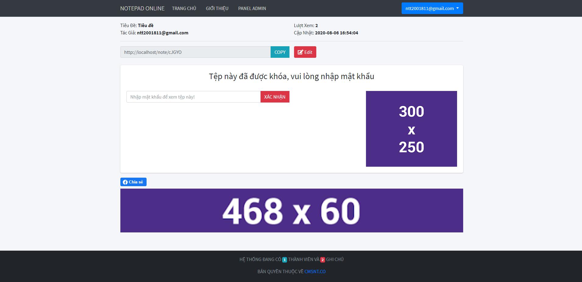 Source Code Notepad Online Bằng PHP