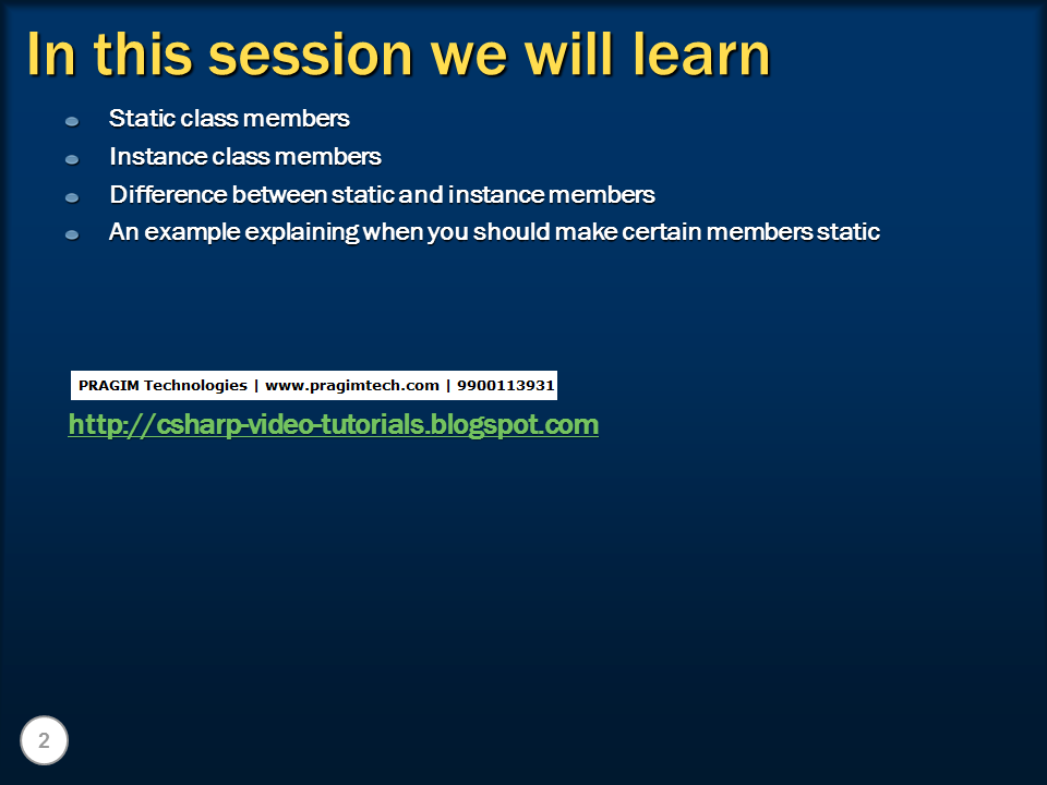 Sql Server Net And C Video Tutorial Part 20 Static And Instance Class Members