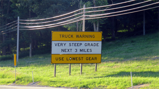 Truck Warning Sign at Top of Chestnut Ridge near Uniontown, Pa.