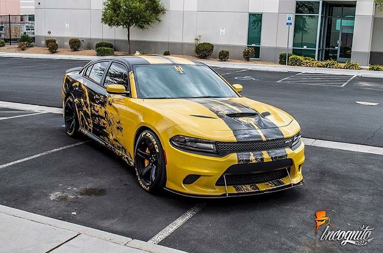 Just A Car Guy: pretty cool vinyl wrap on this Hellcat Charger