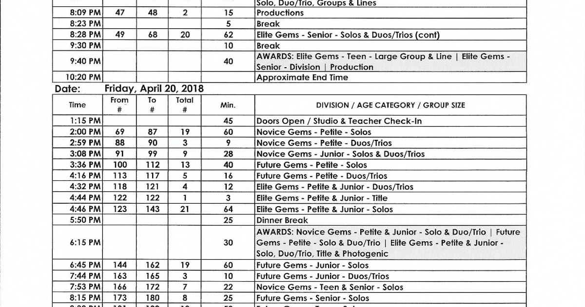Spotlight GENERAL Schedule