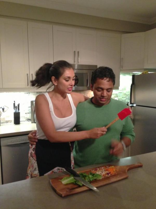 Lisa Ray with husband Jason Dehni in her home at Toronto