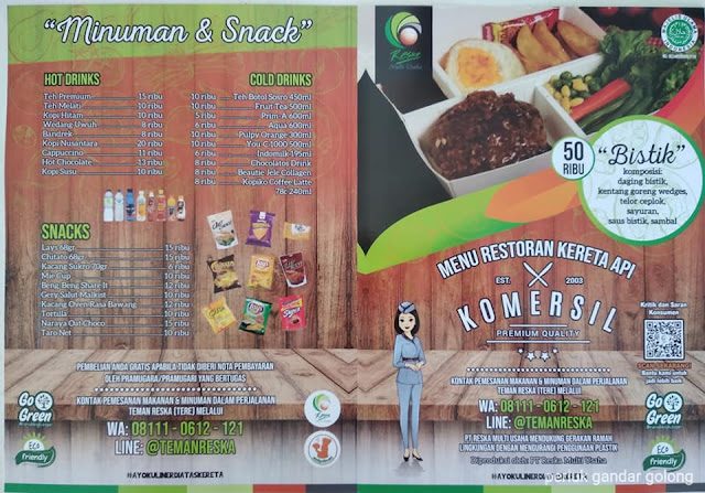 Daftar Menu Makanan di Kereta Api terbaru