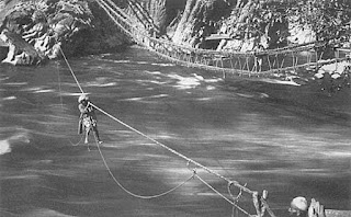 CHINAR SHADE : CROSSING RIVERS BY MOVING OVER DANGEROUS ROPE BRIDGES