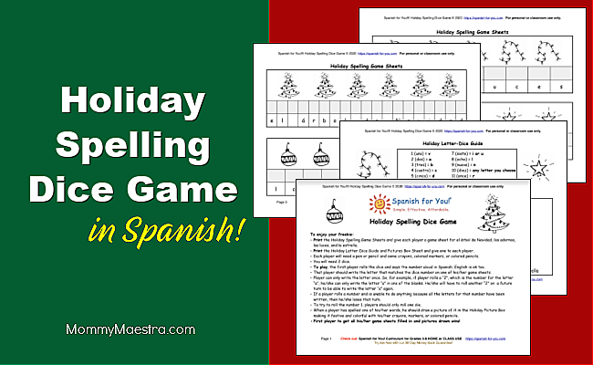 Mommy Maestra: Free Download: Holiday Spelling Dice Game in Spanish
