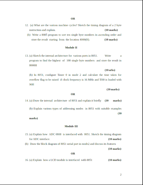 Kerala University B Tech Microprocessors & Microcontrollers ( AT ) 2016 ...