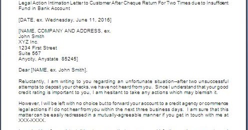 Cheque Bounce Legal Action Letter