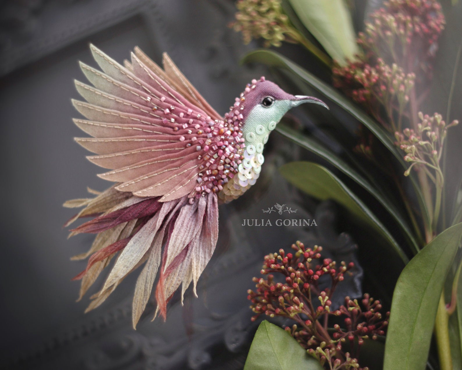 Amazing Bead Embroidered and Textile Bird Jewelry by JuliaGorinaBirds ...