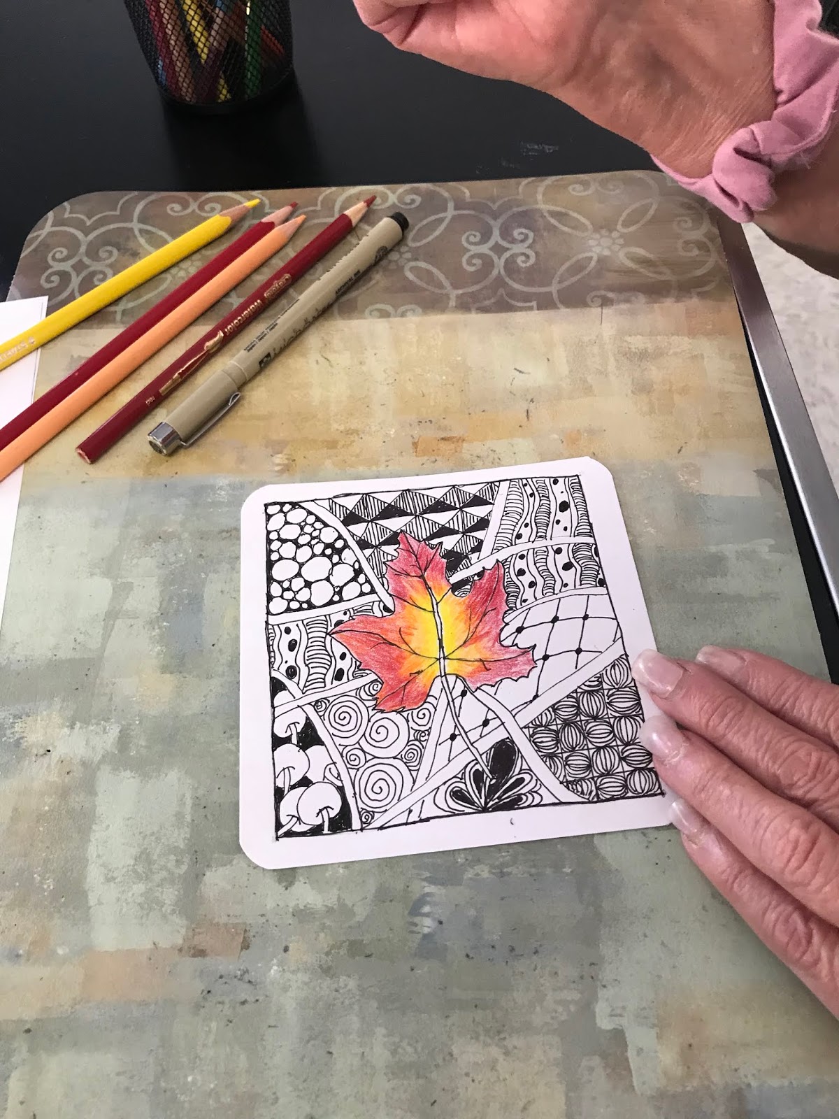 Tiki Tangles: Oasis Falling Zentangle Leaf