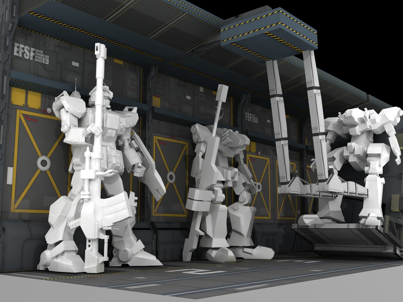 paperhobby: GUNDAM HANGAR 1:144 SCALE PAPERMODEL