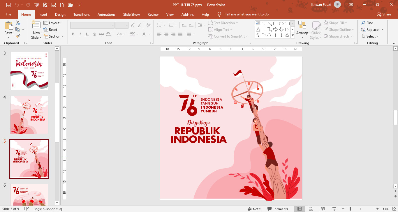 Template Powerpoint Poster Gambar Ucapan HUT RI Ke-76 | 2021 - SKETZHBOOK