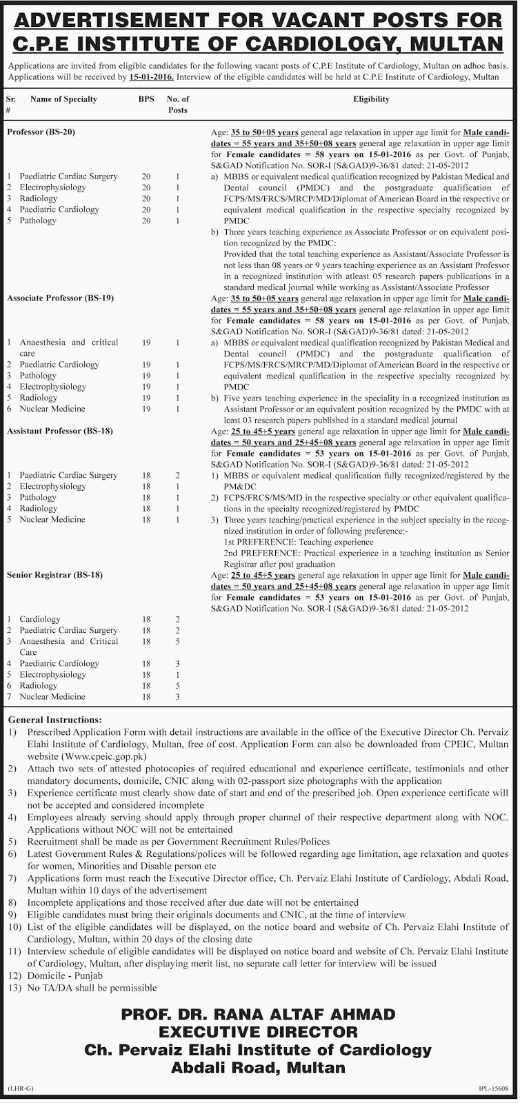 GNI2020: Jobs-in-Chaudhry-Pervaiz-Elahi-Institute-of-Cardiology-Multan ...