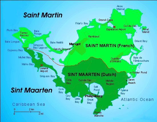 Mapas da Ilha de São Martinho | San Martin - França