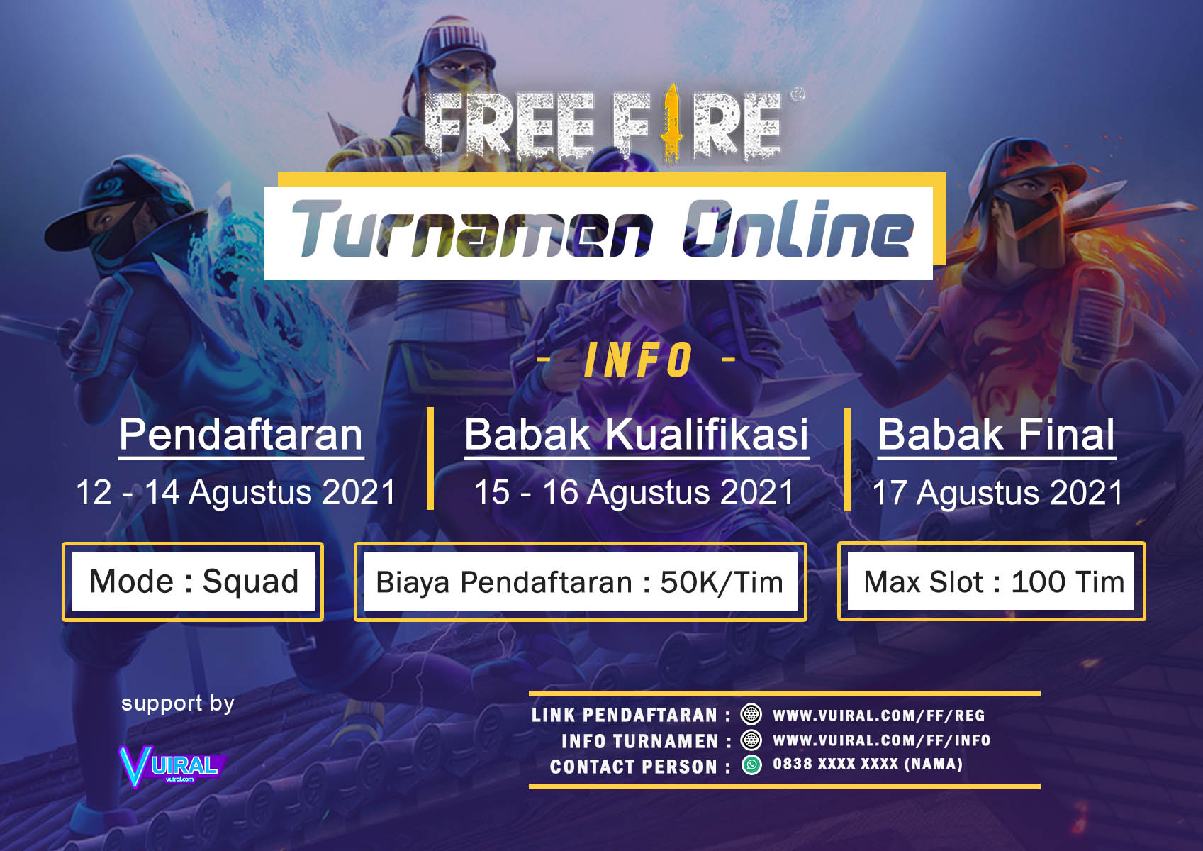 Download Mentahan Contoh Poster Turnamen Free Fire (FF) Keren - Vuiral