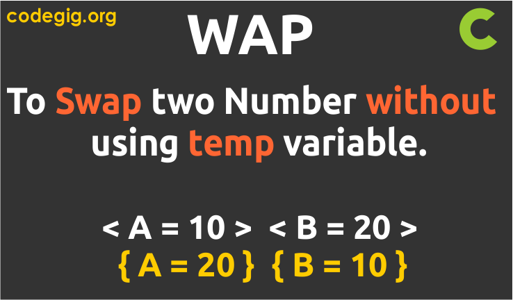 Wap To Swap 2 Number S Without Using Temporary Variable In