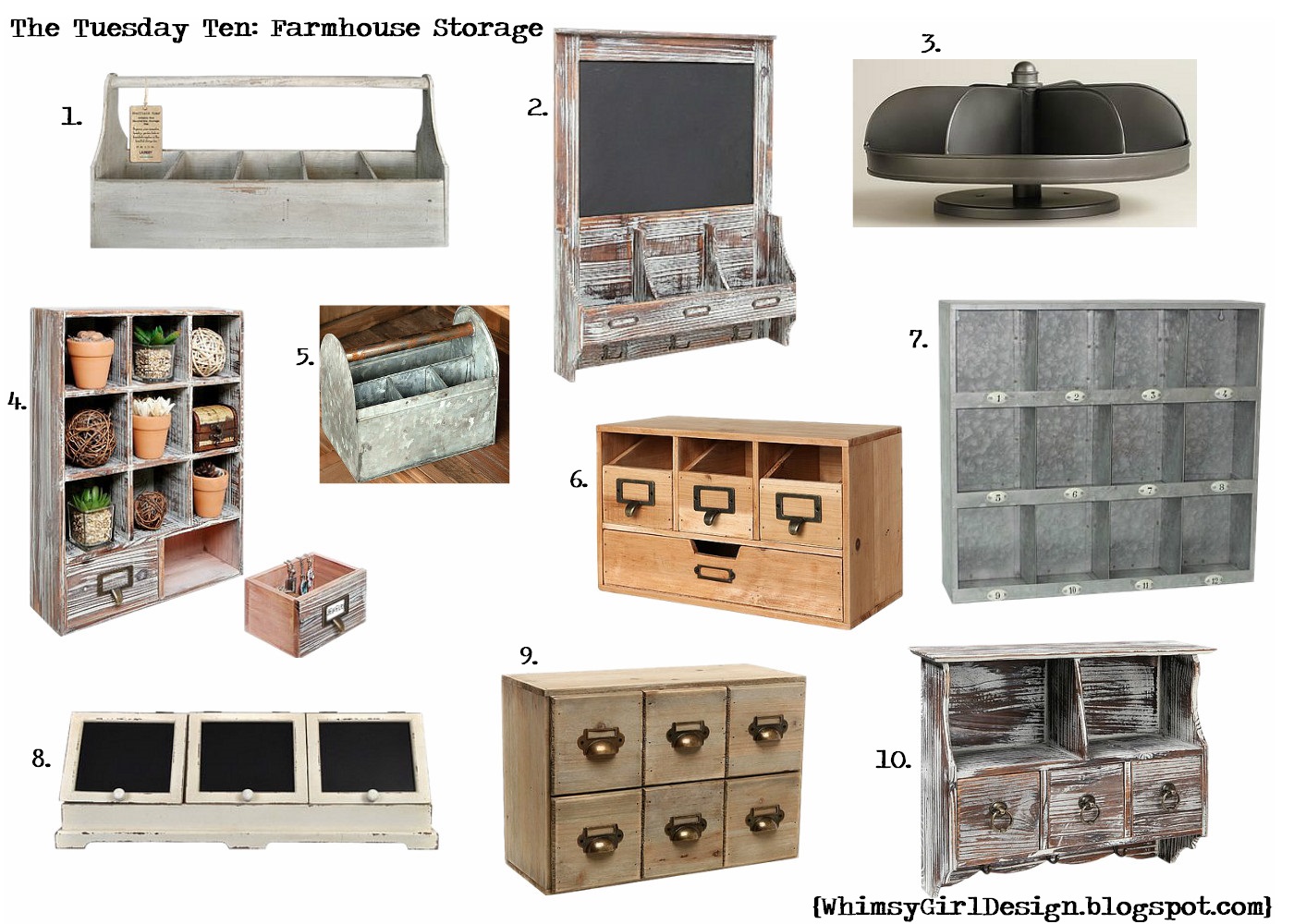 whimsy girl: The Tuesday Ten: {Farmhouse Caddies, Cubbies, Shelves and ...