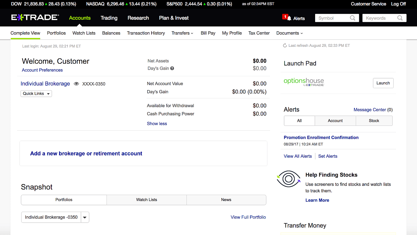 Setting Up An Etrade Account - Trade Choices
